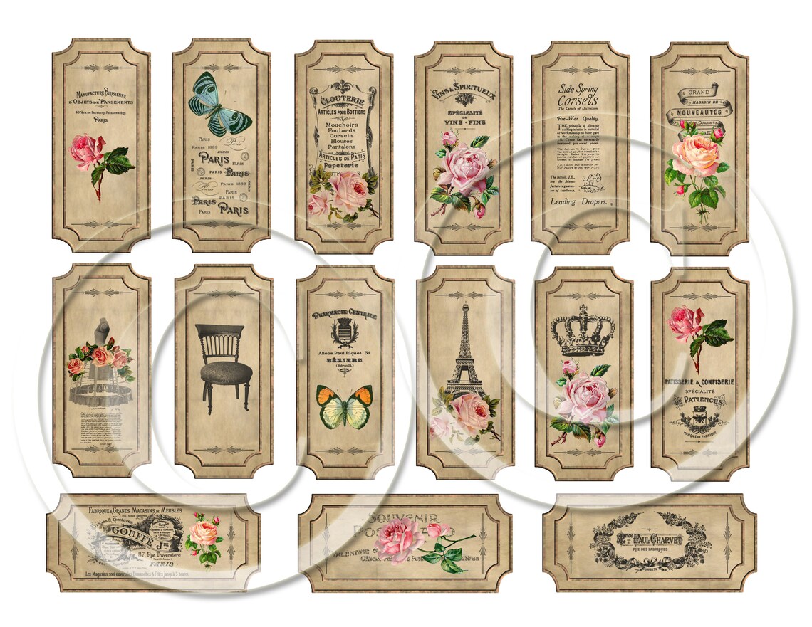 Vintage Tickets Ephemera Printable for Junk Journals, Paris Rose Ads ...