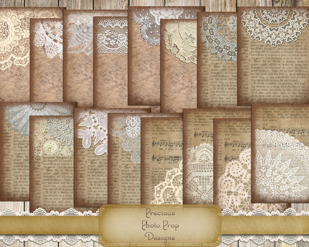 Vintage Lace Scrap Cards Digital Download for Junk Journal Planners ...