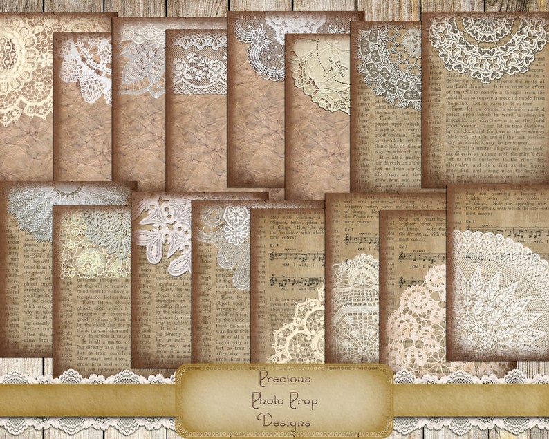 Vintage Lace Scrap Cards Digital Download for Junk Journal Planners ...