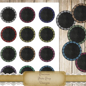 Chalkboard Blank Circle Labels Sheet, Round Tags Product Printable ...
