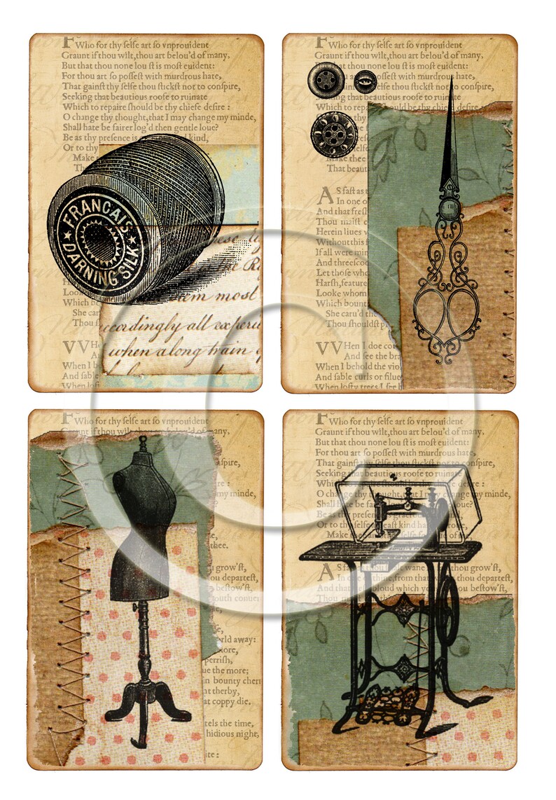 Vintage Sewing Notions Ephemera Printable for Junk Journals | Etsy