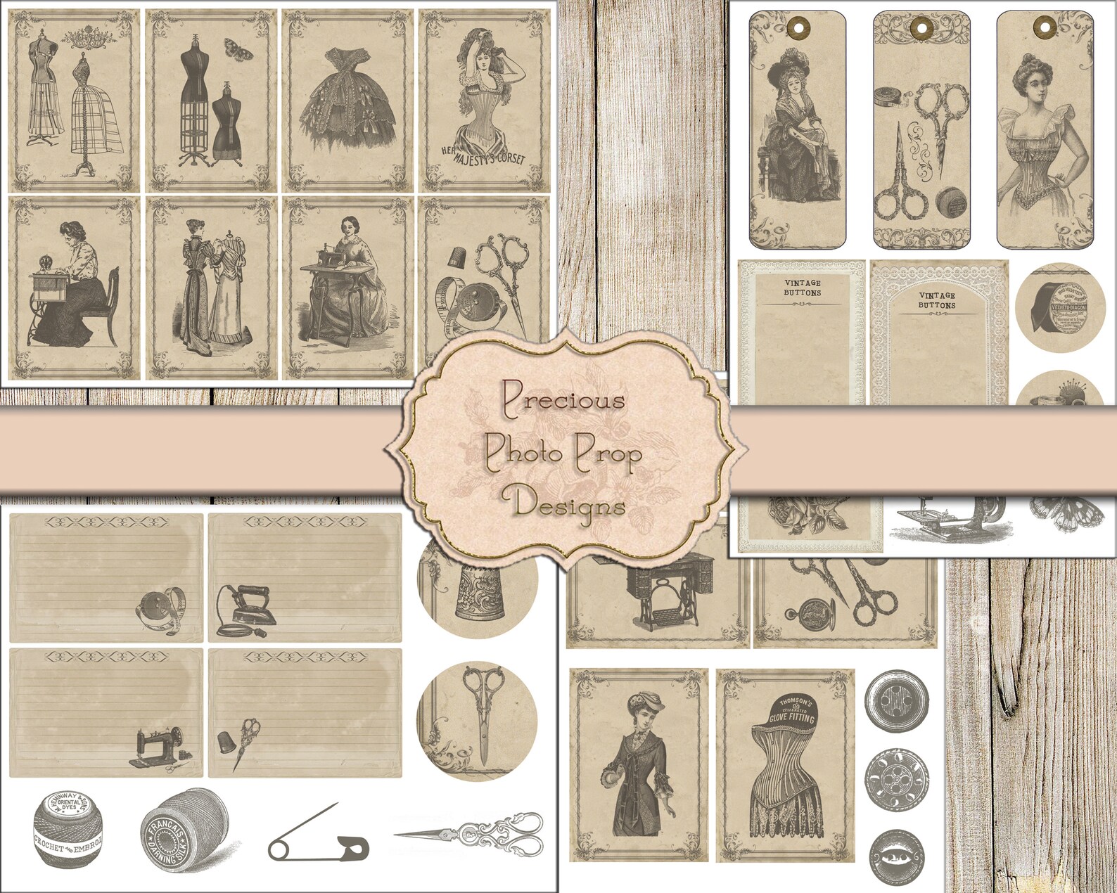 Vintage Sewing Ephemera Kit Printable for Junk Journals - Etsy