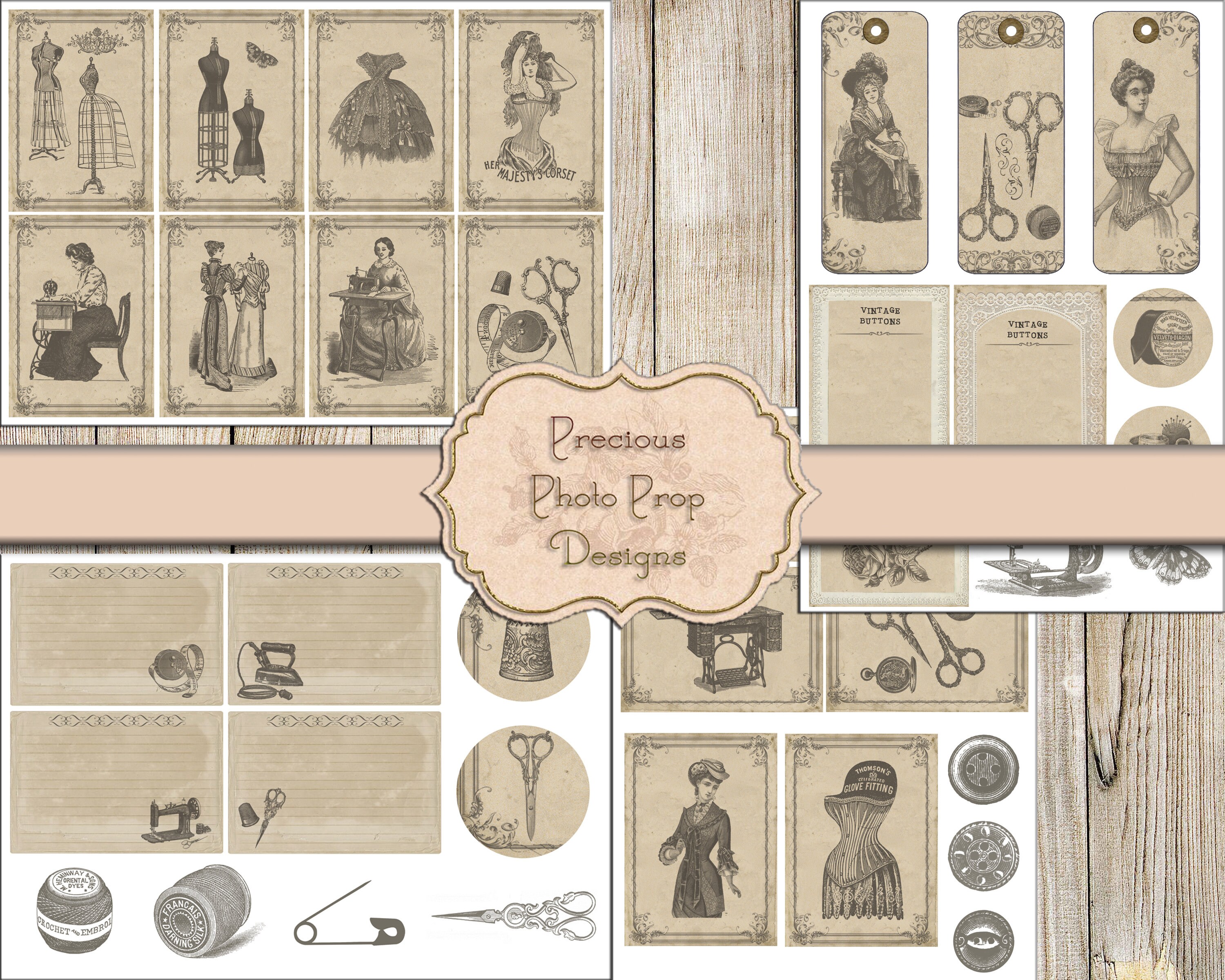 Vintage Sewing Ephemera Kit Printable for Junk Journals - Etsy
