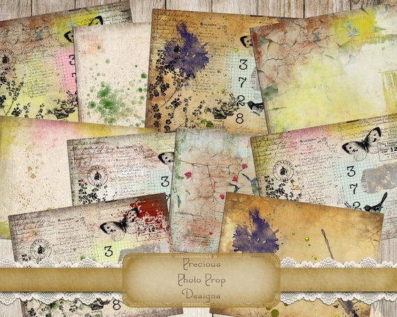 Vintage Mixed Media Abstract Collage Paper Kit Printable for | Etsy