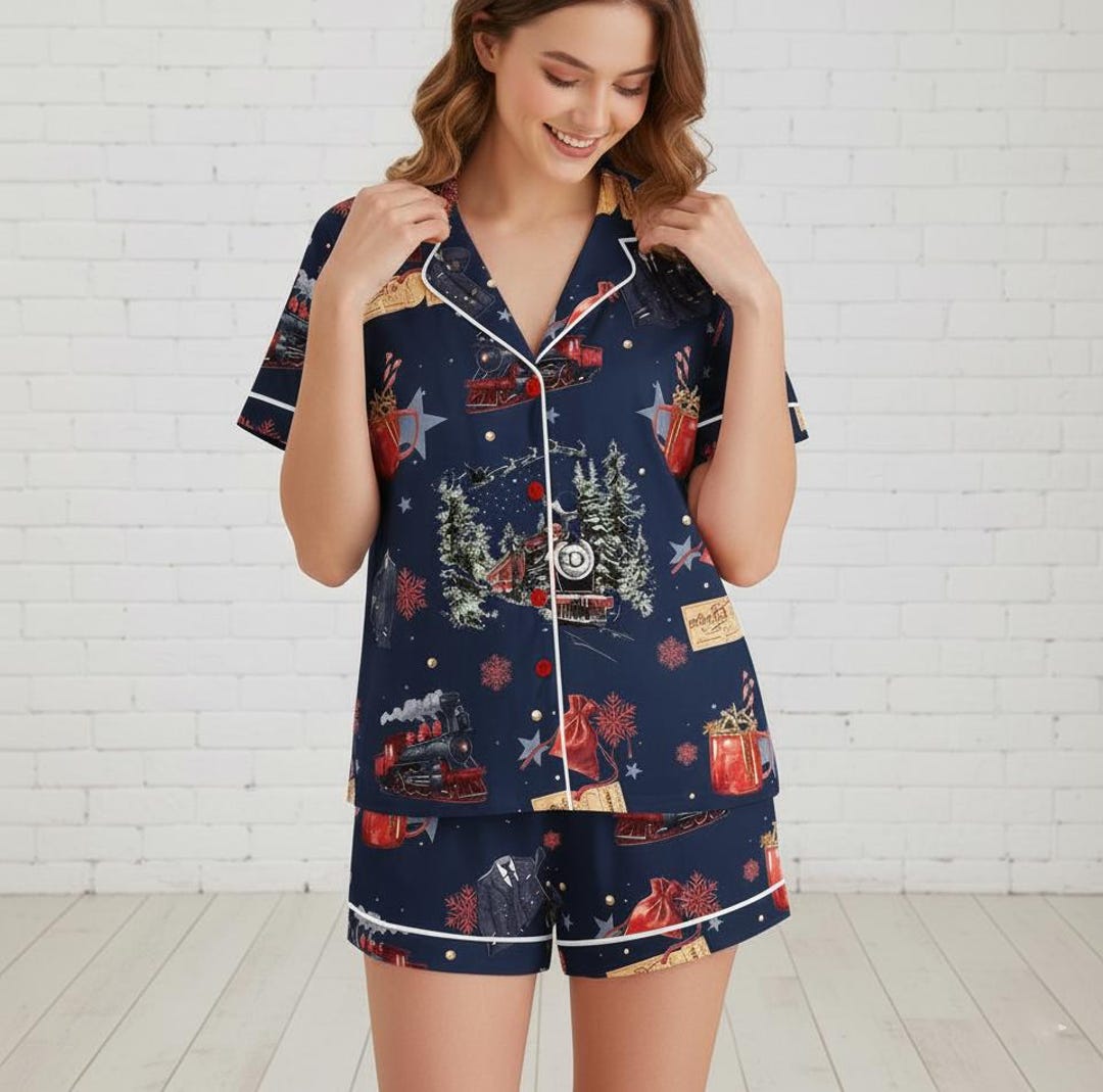 The Polar Express Christmas Pajamas Set, Xmas Long Sleeve Pajamas ...