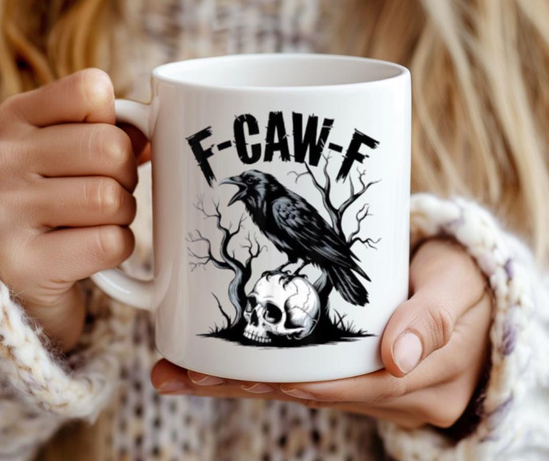 F-caw-f Funny Crow Mug, Black Crow Moonlit Raven Accent Mug, Funny ...