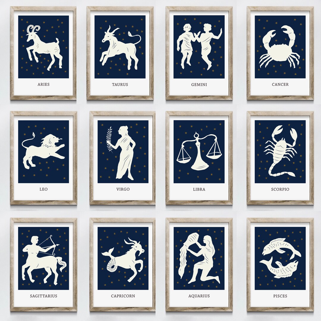 Zodiac Sign Art Print - Horoscope Wall Decor - Artboutiqueam - Etsy