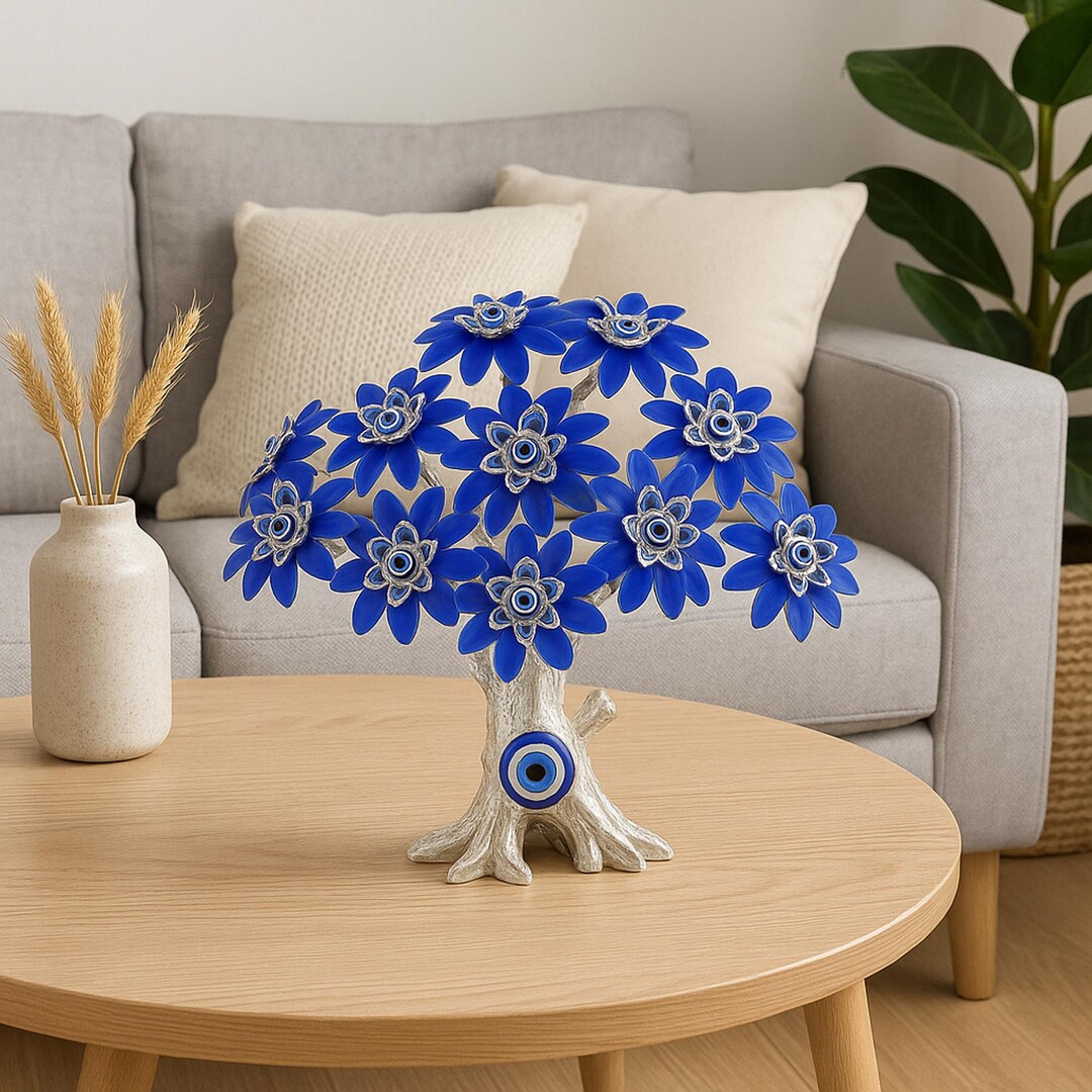 Evil Eye Tree Decor, Feng Shui Money Tree, Nazar Bonsai, Blue Evil Eye ...