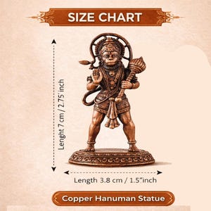 Copper Hanuman Statue for Home Temple | Handmade Hindu God Idol | Small ...