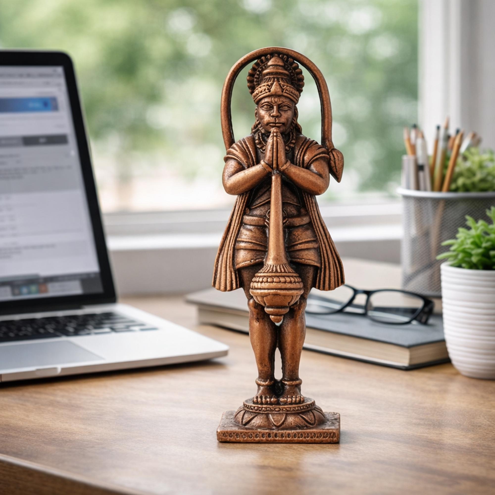 Copper Hanuman Statue Handmade Bajrangbali Idol for Home Temple, Small ...
