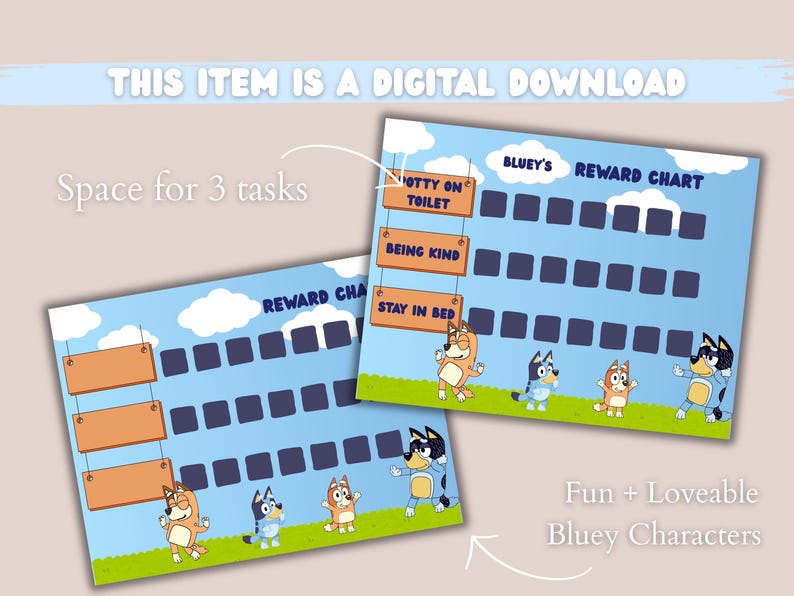 Bluey Reward Chart for Kids – Printable Behavior Chart, Chore Chart ...