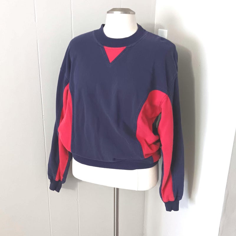 Red Colorblock Sweatshirt - Etsy