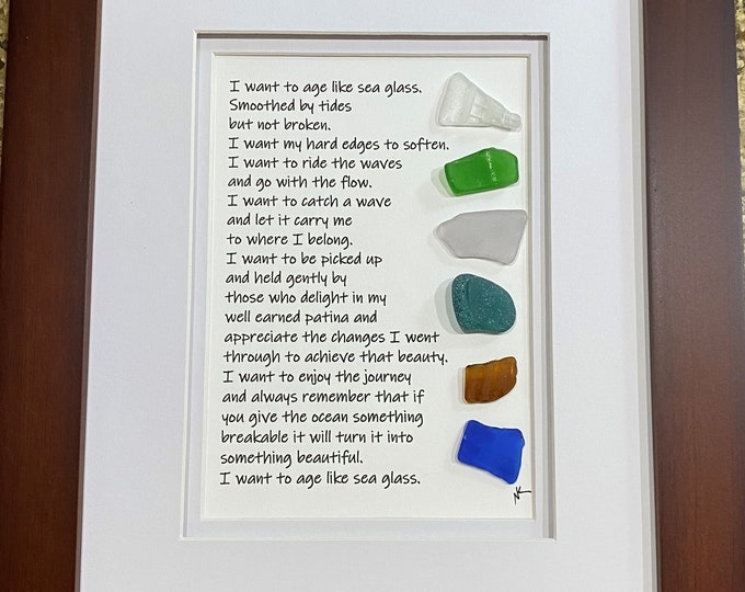 Beach Glass Art - Sea Glass Poem - Real Beach/sea Glass - Etsy