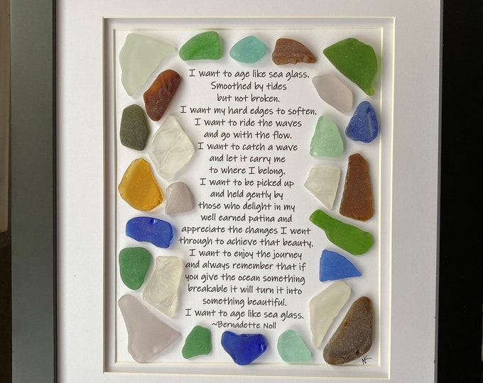 Beach Glass Art Sea Glass Poem Real Beach/sea Glass - Etsy