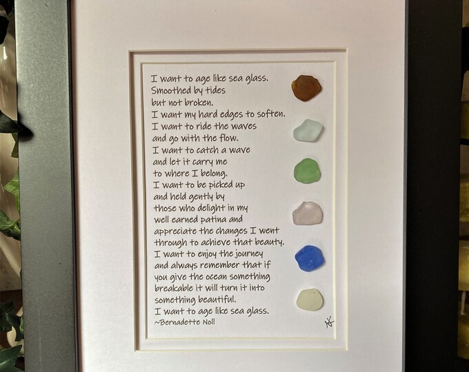 Beach Glass Art - Sea Glass Poem - Real Beach/sea Glass - Etsy