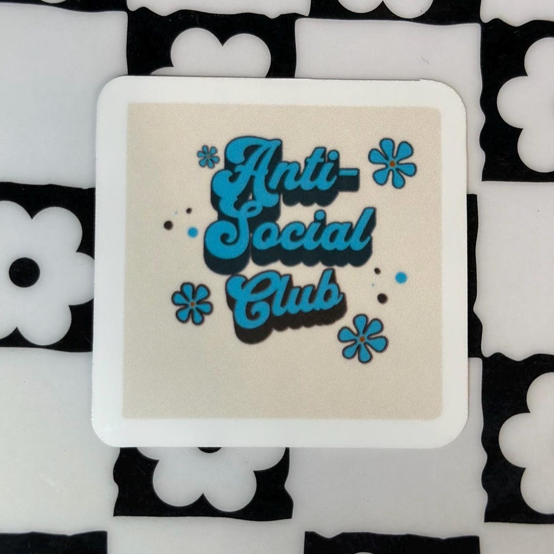 Retro Anti-social Club Sticker | Introvert Aesthetic Vinyl Sticker - Etsy