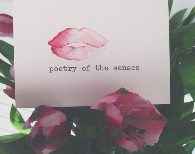 Lips. Poetry of the Senses. Mini Typewriter Watercolour Painting. One ...