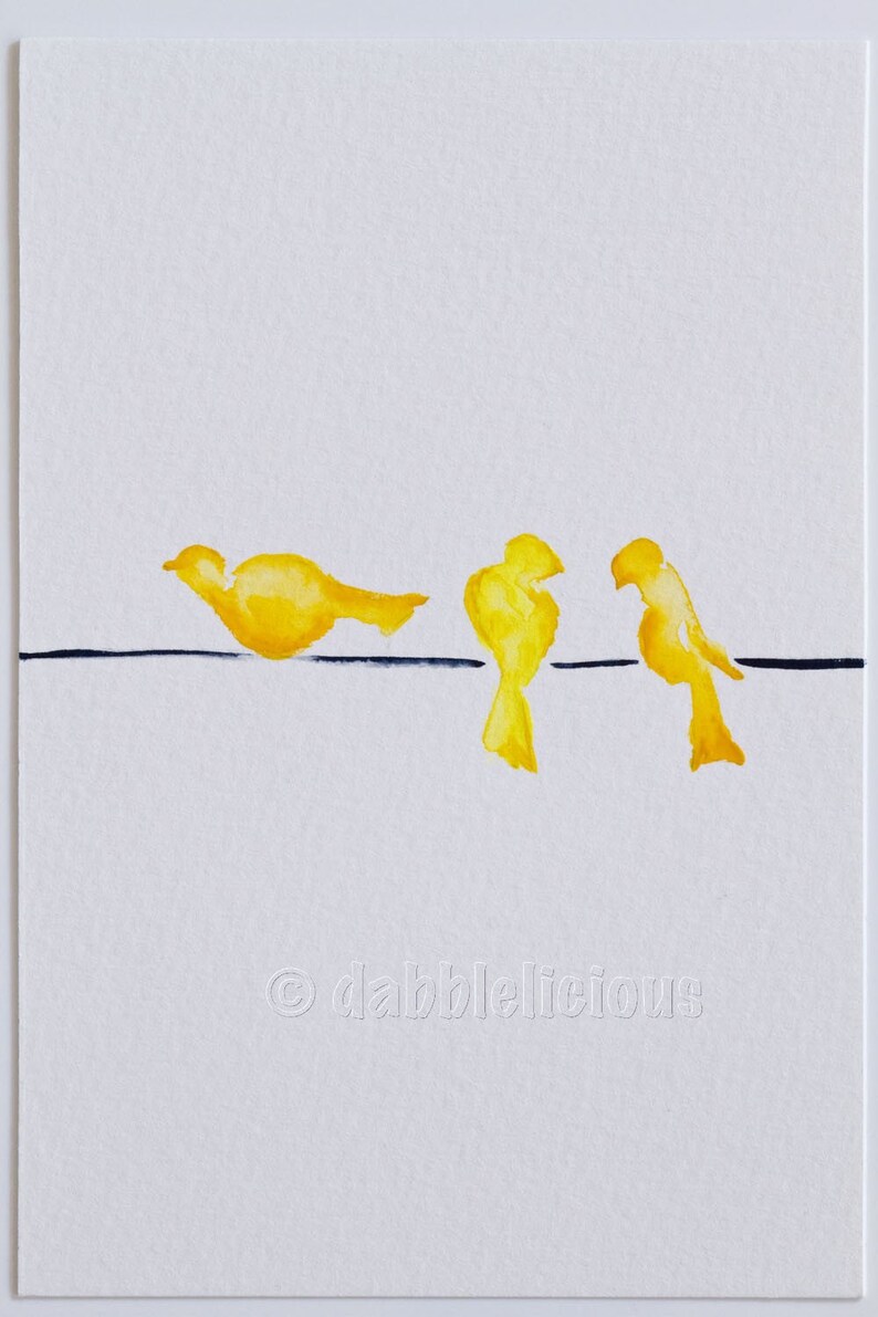 Sunny Disposition, Birds on a Wire Series No.4 - Original Watercolor by ...