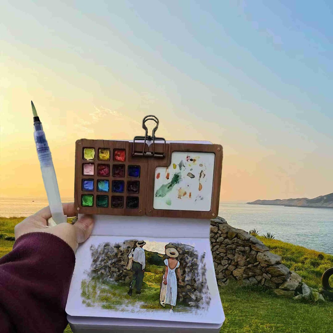 15 Colors Travel Set Portable Paint Box, Portable Sketchbook Palette ...