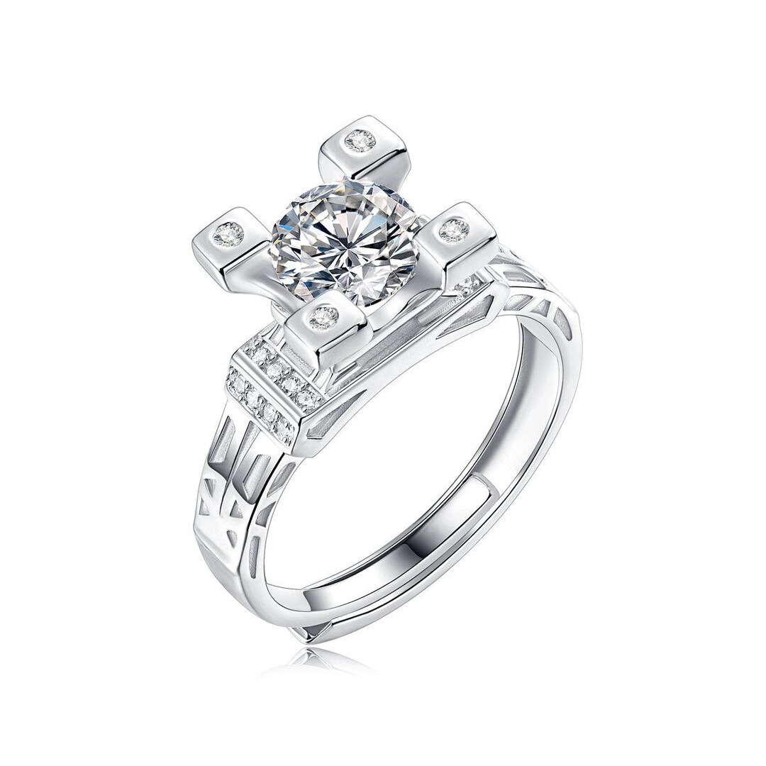 Moissanite Eiffel Tower Engagement Ring | Lab Grown 1ct Diamond & 925 ...