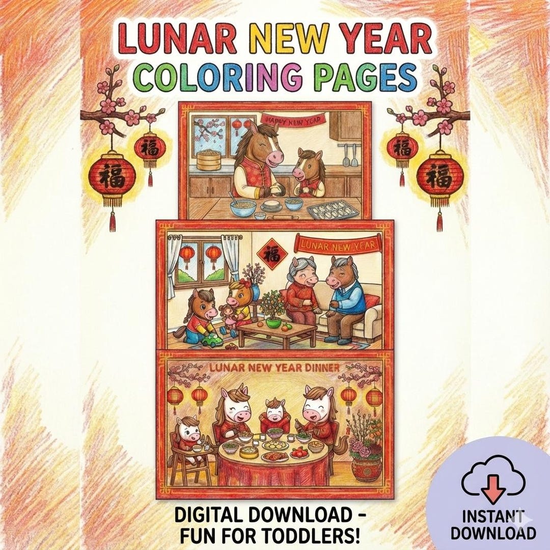 Coloriage Nouvel An lunaire 2026 Année du cheval PDF, activités de la ...