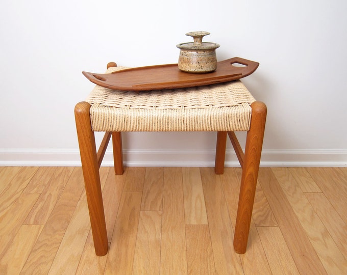 Danish Modern Teak Rope Stool / Ottoman / Bench / Footstool Pristine - Etsy