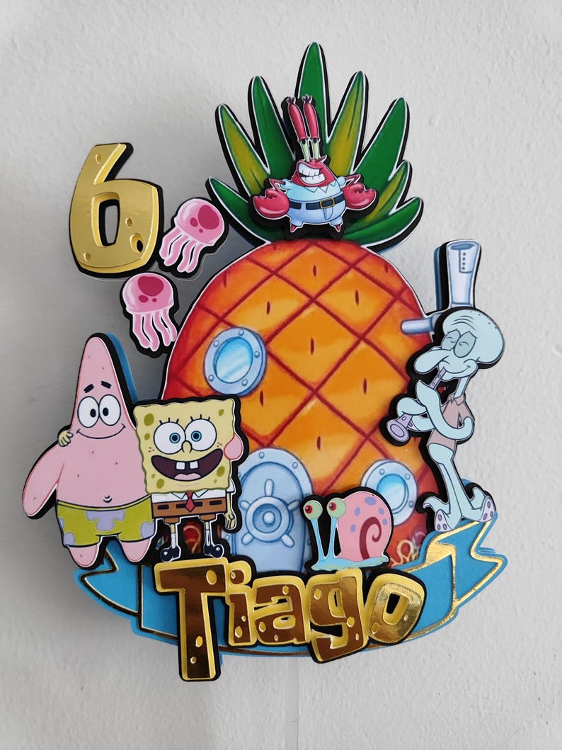 Sponge Bob 3D Layered Cake Topper - Etsy