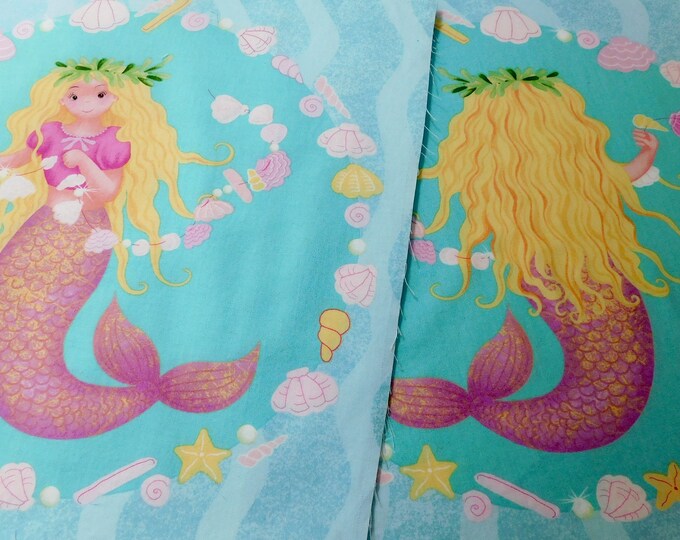Watercolor Mermaid Fabric Panel White - Etsy