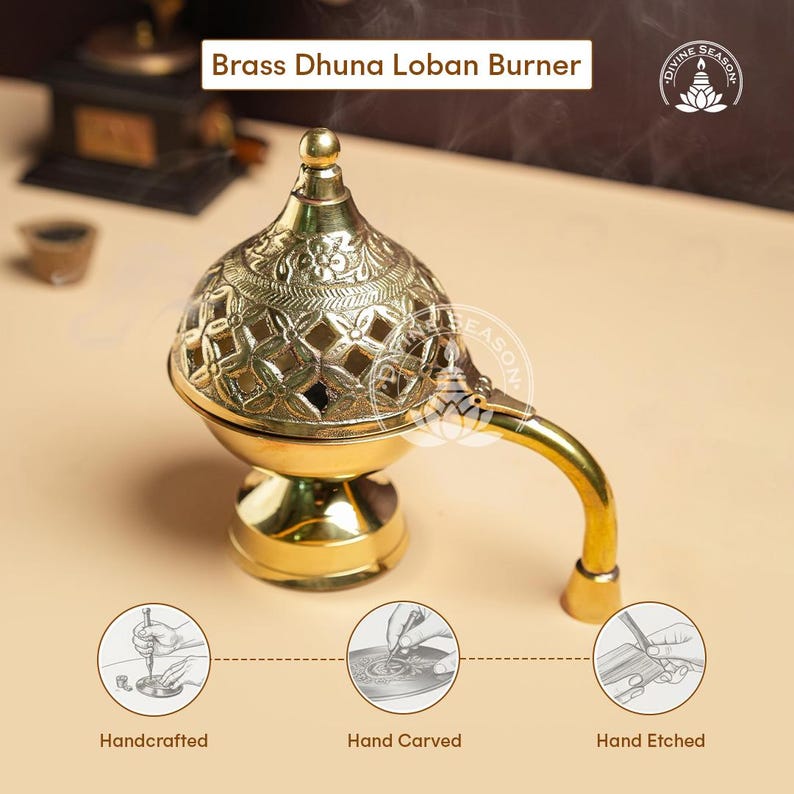 Handmade Brass Loban Burner – Traditional Puja Incense Home Decor - Etsy
