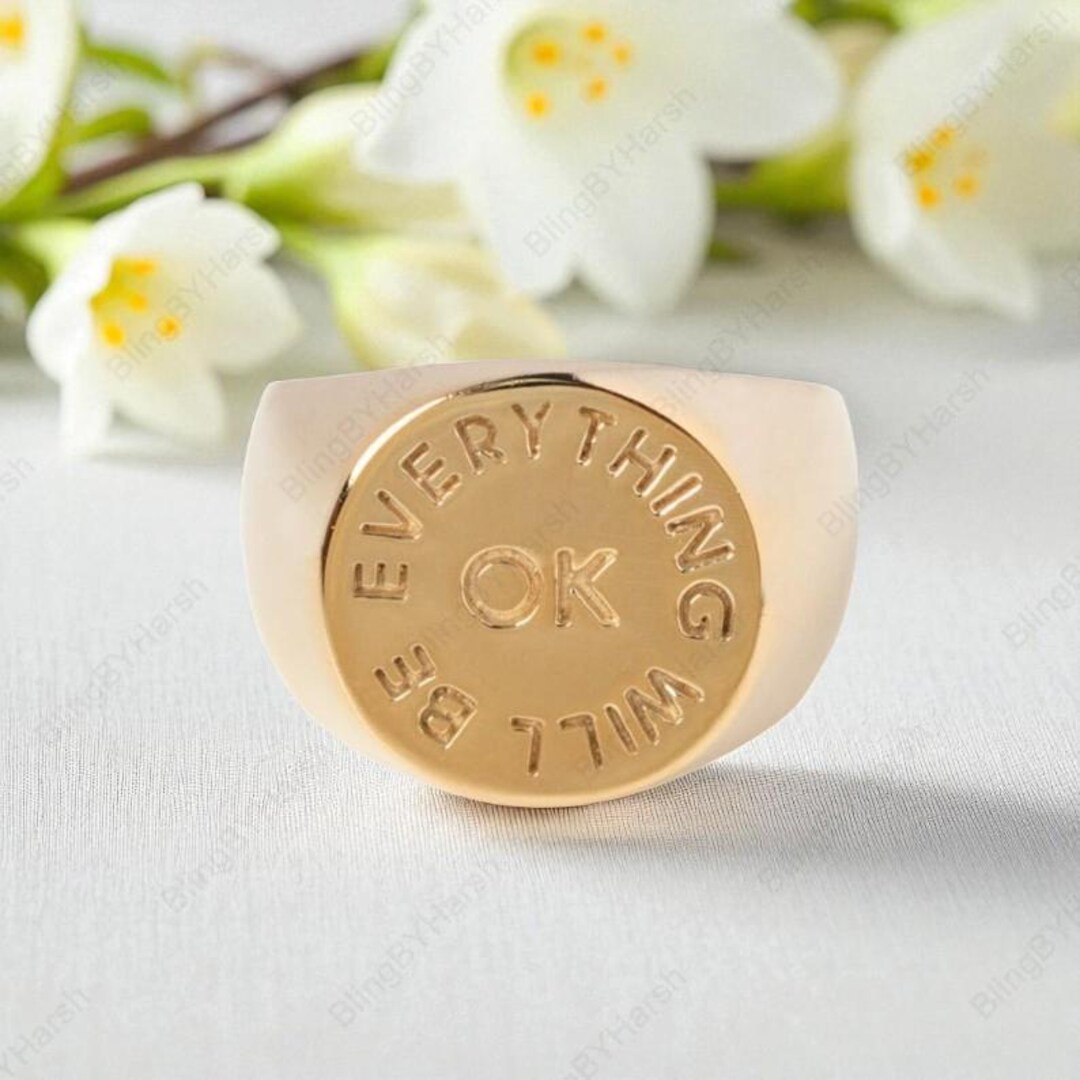 Alphabet Signet Ring for Anniversary, Customizable Art Deco Wide Band ...