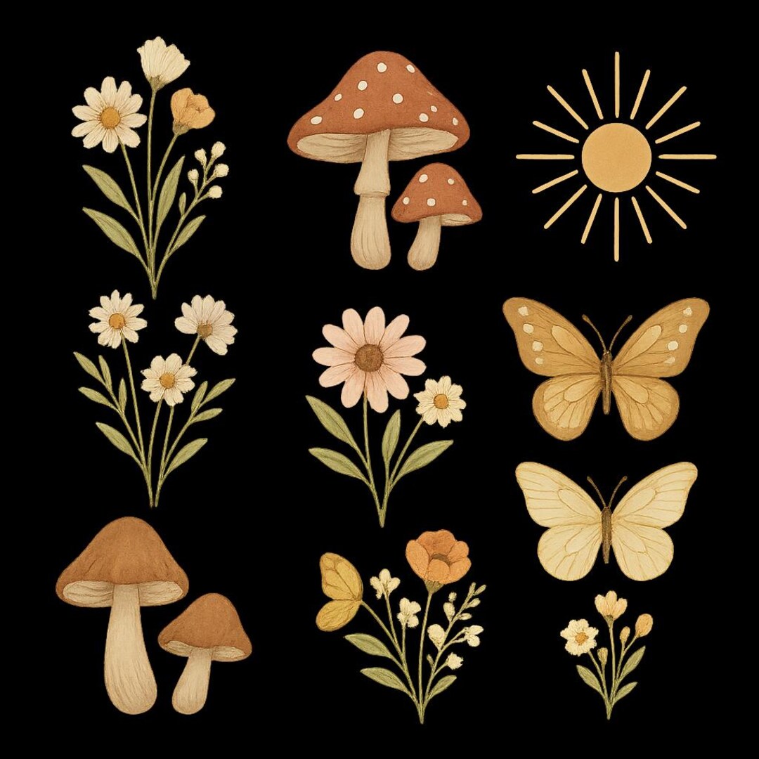Cottagecore Floral Digital Sticker Pack – 8 Watercolor Pngs for Planner ...