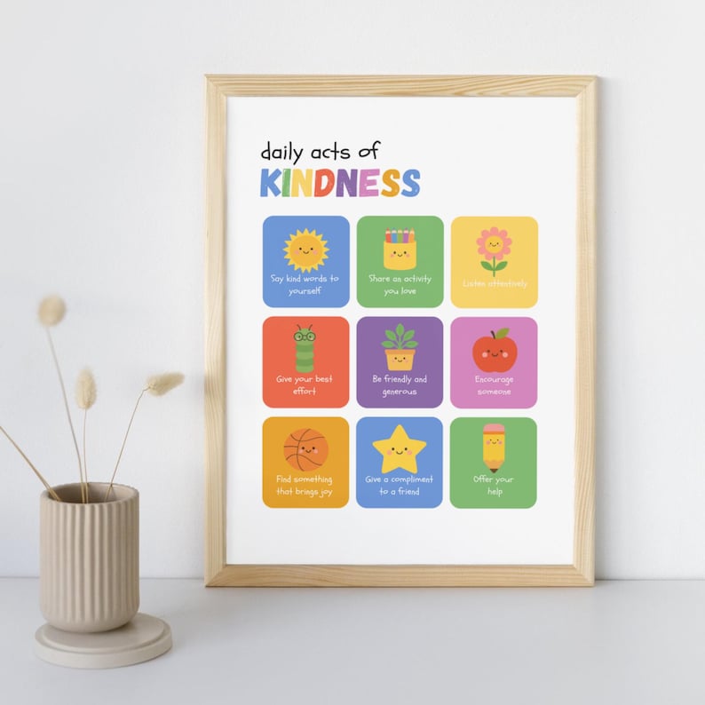 Daily Acts of Kindness Poster | Printable SEL Chart for Kids ...
