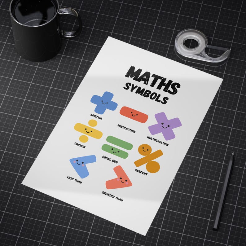 Kawaii Math Symbols Art Print, Cute Educational Decor, Perfect for ...