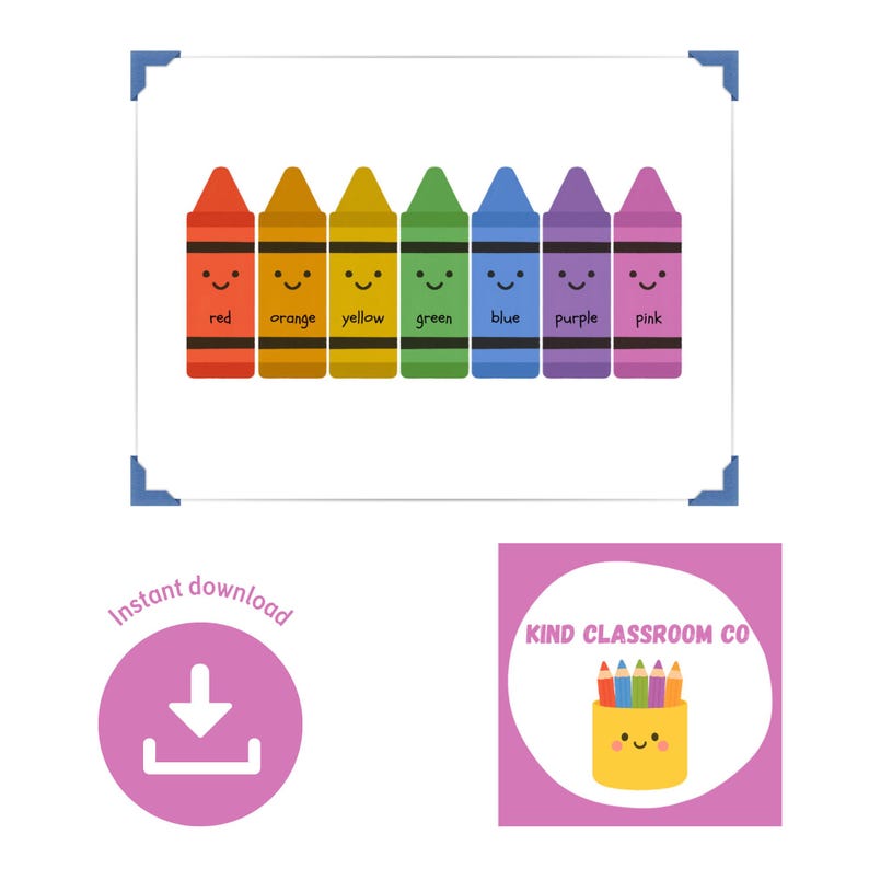 Rainbow Crayon Colors Chart | Printable Classroom Decor (digital ...