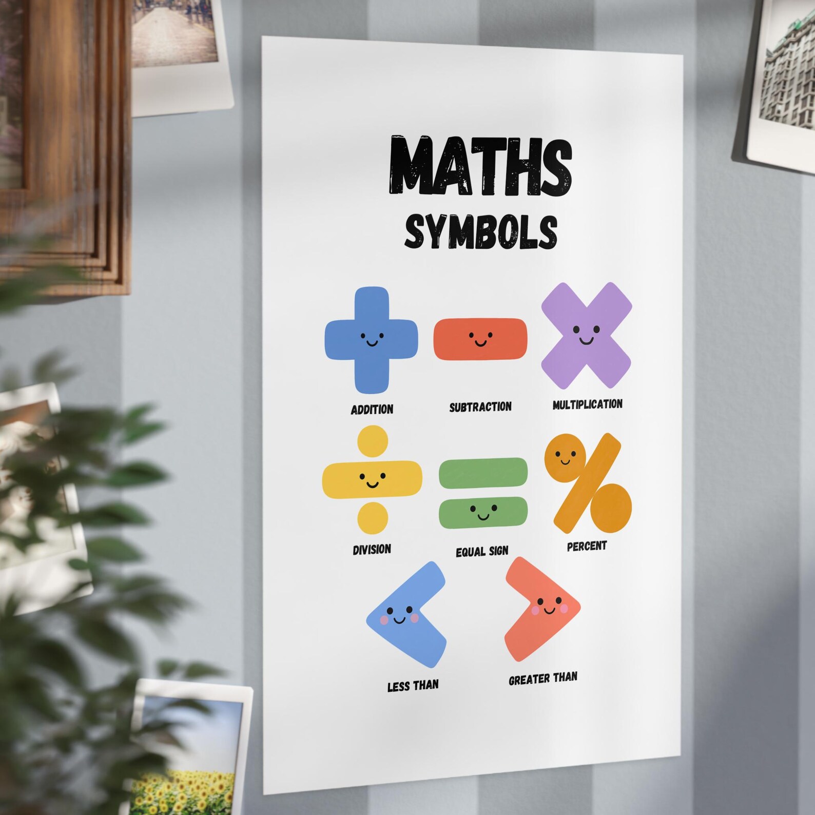 Kawaii Math Symbols Art Print, Cute Educational Decor, Perfect for ...