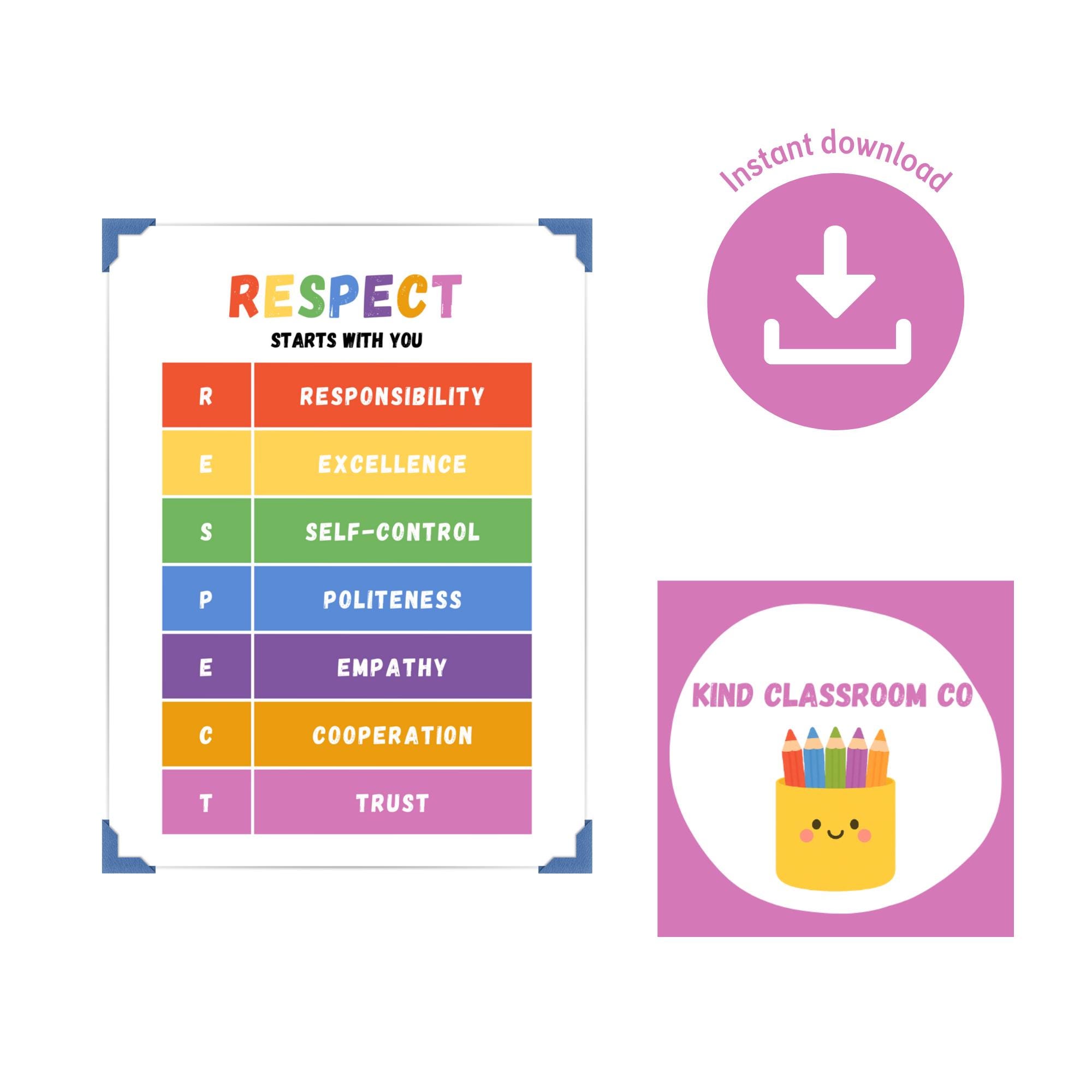 RESPECT Acrostic Poster | Printable Classroom Behaviour Expectations ...