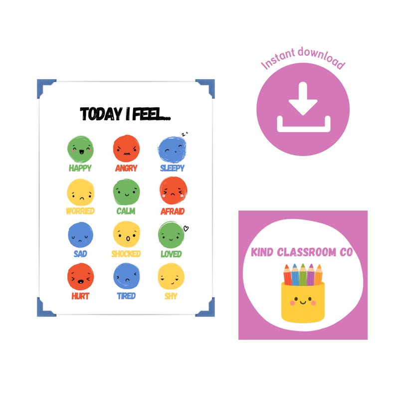 Today I Feel Printable Chart | Kids Emotions Poster | Digital Download ...