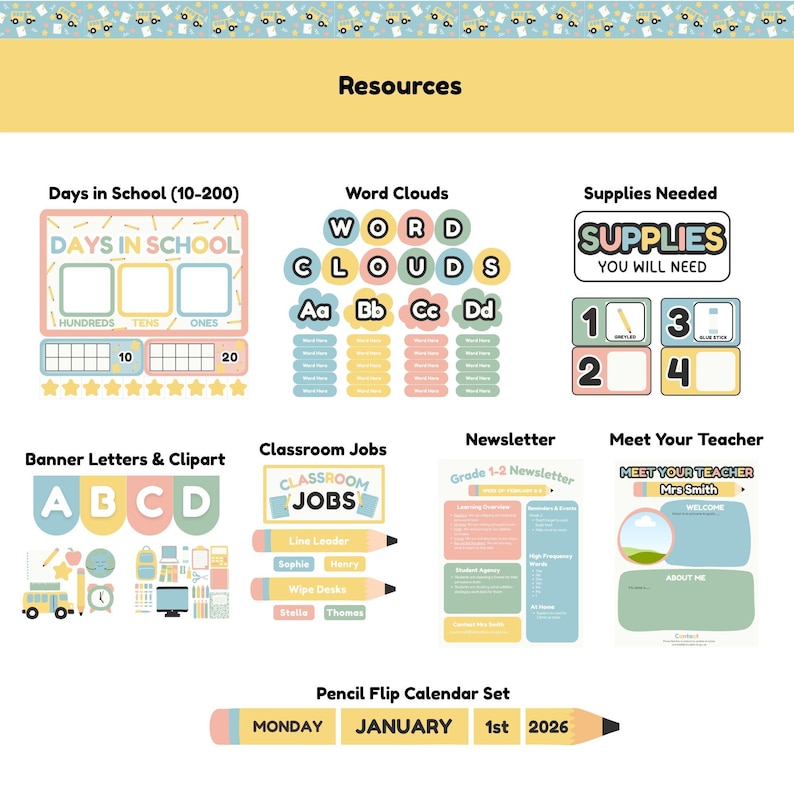 Retro Pastel Classroom Decor Bundle | Editable Canva, PDF Resources - Etsy