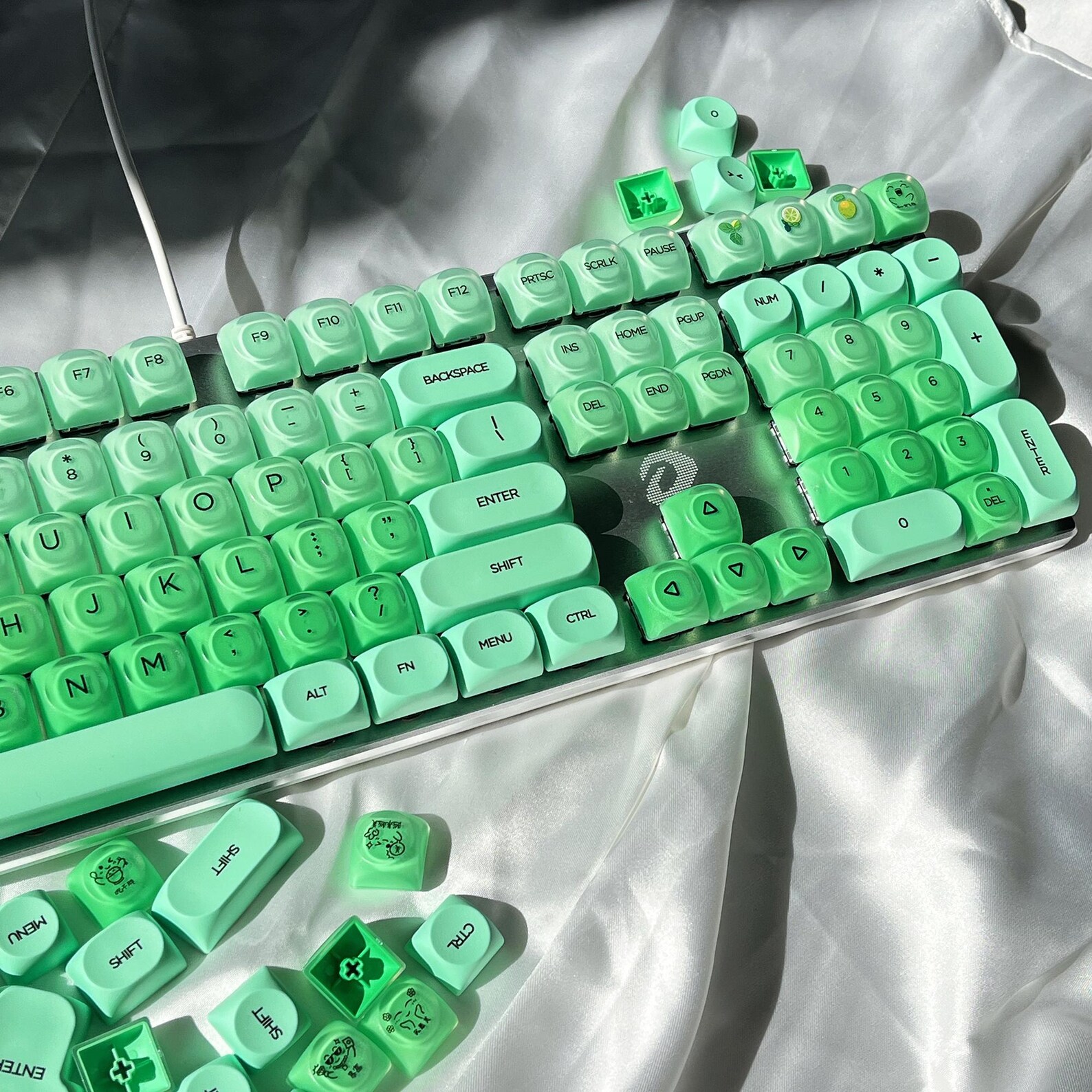 130-key Jelly Green Keycap Set | Handmade Cute Lime Frosted PBT+PC ...