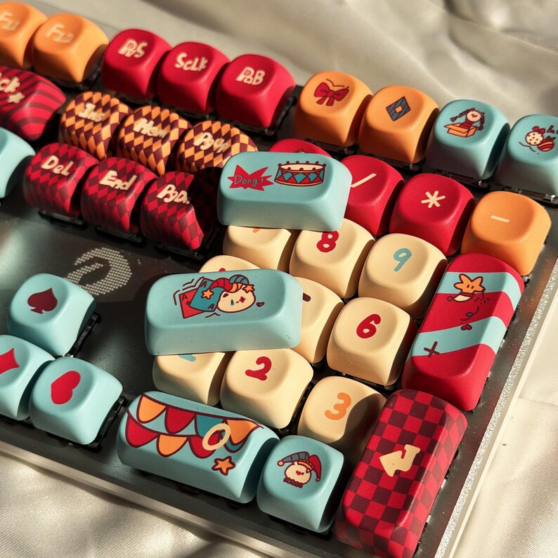 Colorful Circus Theme Keycap Set – Cute Handmade PBT Keycaps, 140 Keys ...