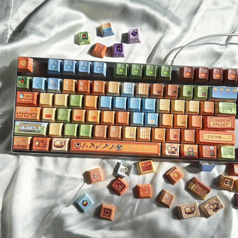Anime Mosaic Keycap Set|handmade Gradient Green Artisan Keycaps|vibrant ...