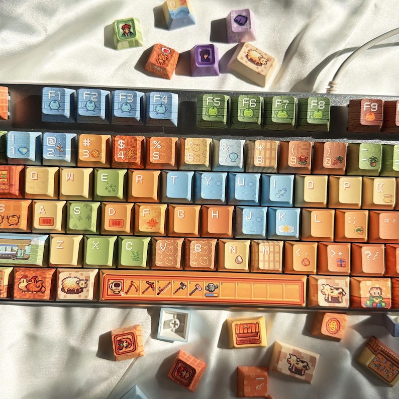Anime Mosaic Keycap Set|handmade Gradient Green Artisan Keycaps|vibrant ...