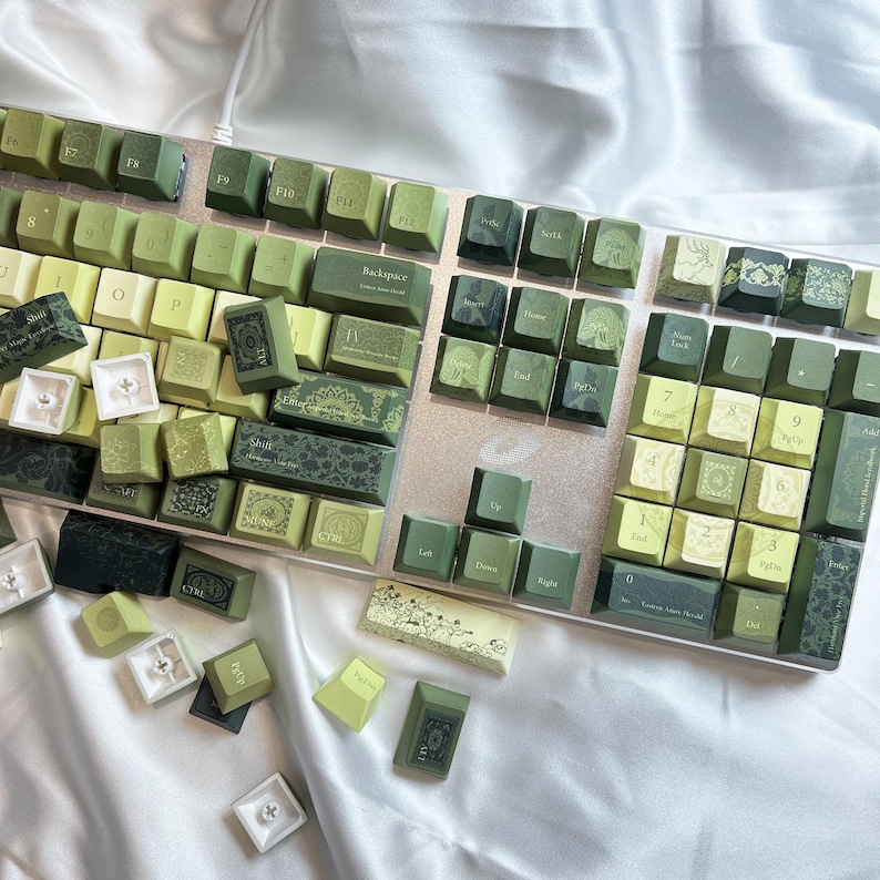 120-key Green Gradient Keycap Set|handmade Artistic Keycaps for ...