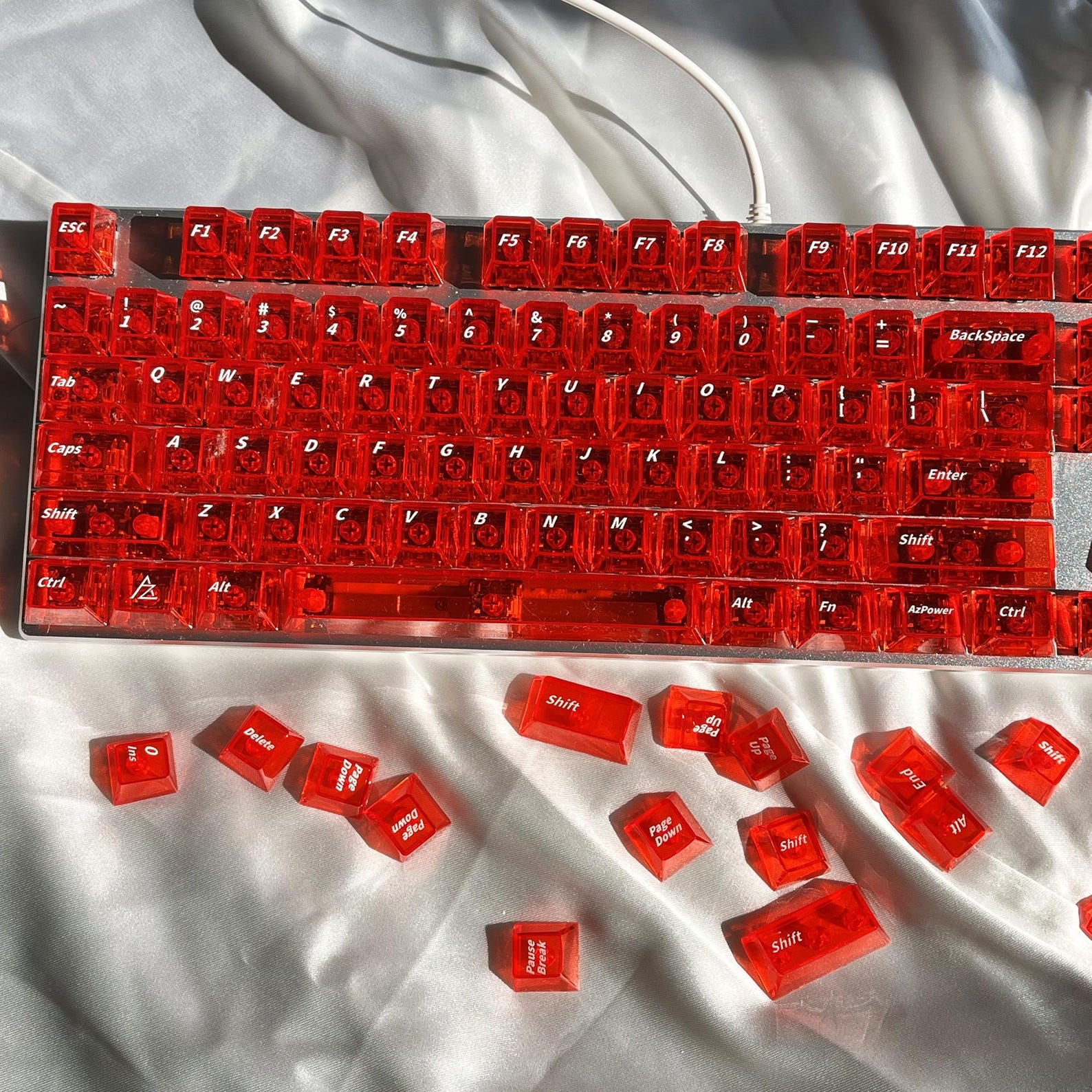 Handmade Transparent Red Jelly Keycap Set - 132 PBT + PC Keycaps ...
