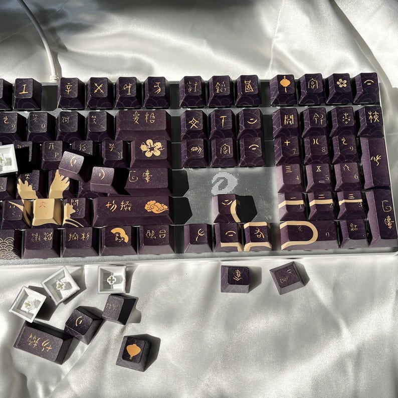 108-key Black Gold Anime Keycap Set|“beyond the Dawn” Gaming Keycaps ...