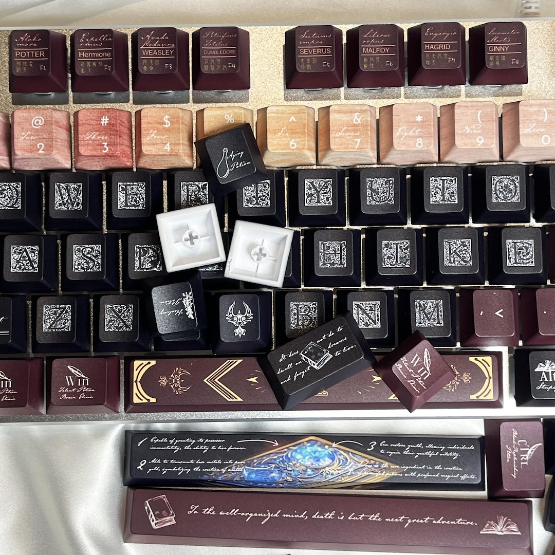 144-key Gothic Keycap Set|pbt Dye-sublimation Keycaps|dark Aesthetic ...