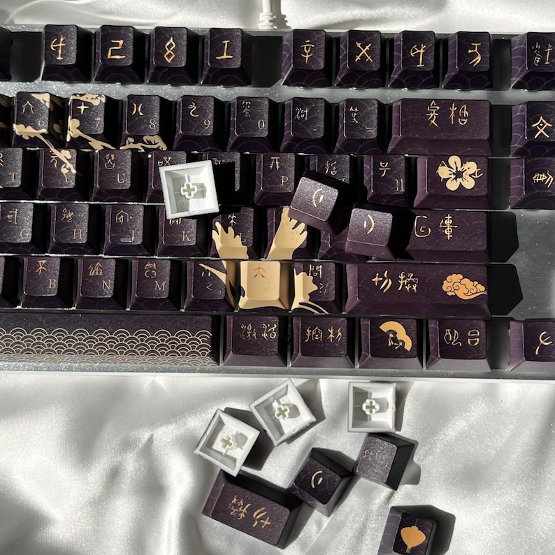 108-key Black Gold Anime Keycap Set|“beyond the Dawn” Gaming Keycaps ...
