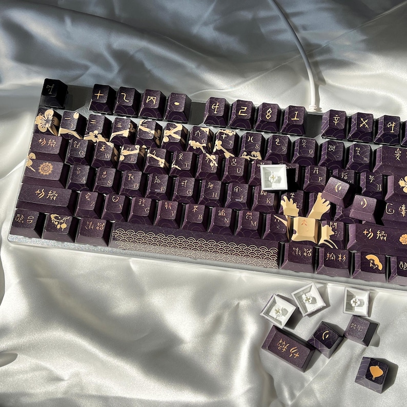 108-key Black Gold Anime Keycap Set|“beyond the Dawn” Gaming Keycaps ...