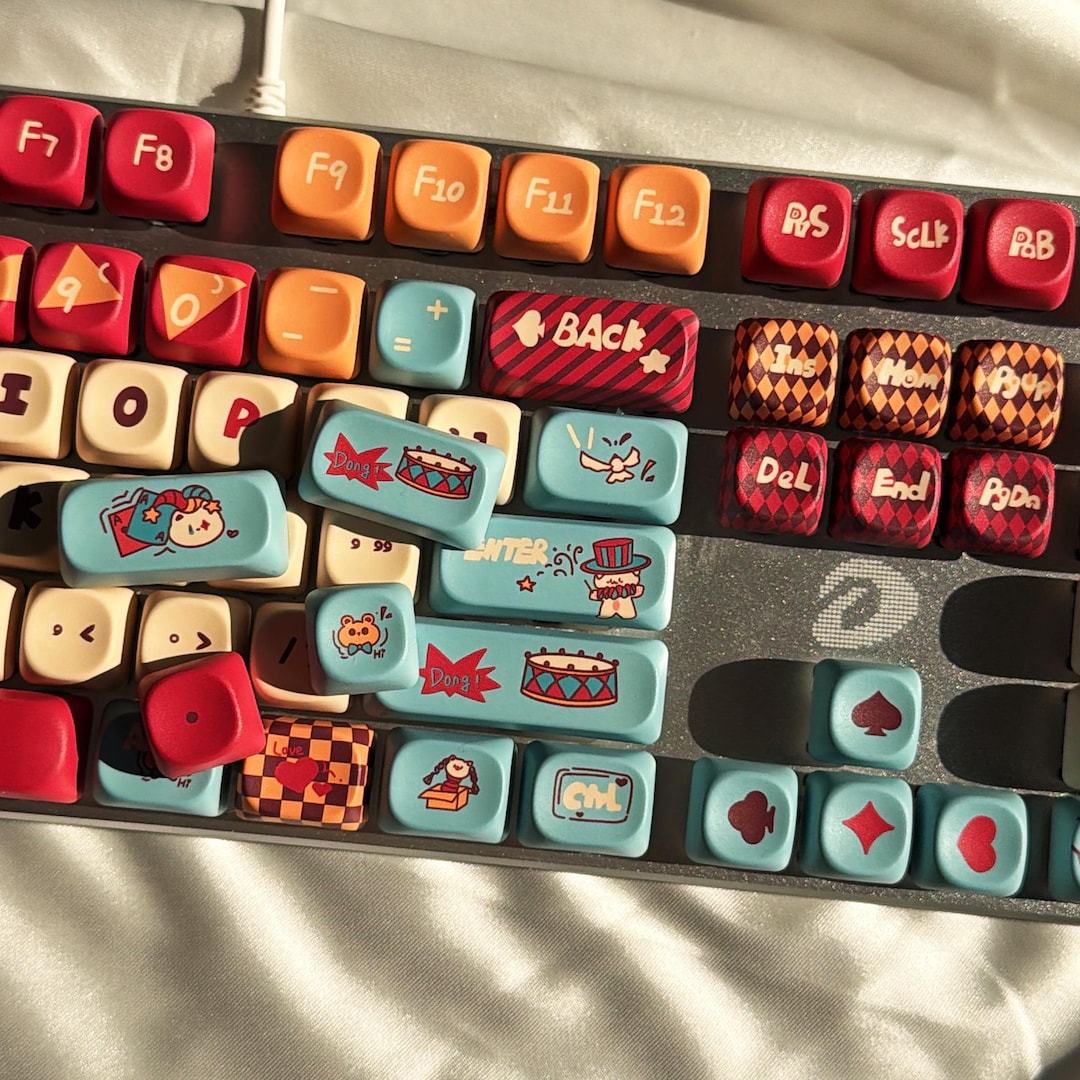 Colorful Circus Theme Keycap Set – Cute Handmade PBT Keycaps, 140 Keys ...