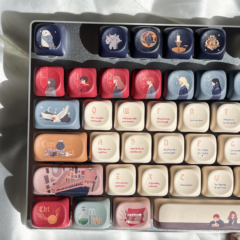 140-key Harry Potter Owl Keycap Set | Vintage Wizard Theme PBT Dye ...